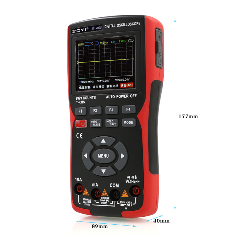 2 In1 Handheld Digital Oscilloscope Multimeter 9999 Counts 2.8-inch ...