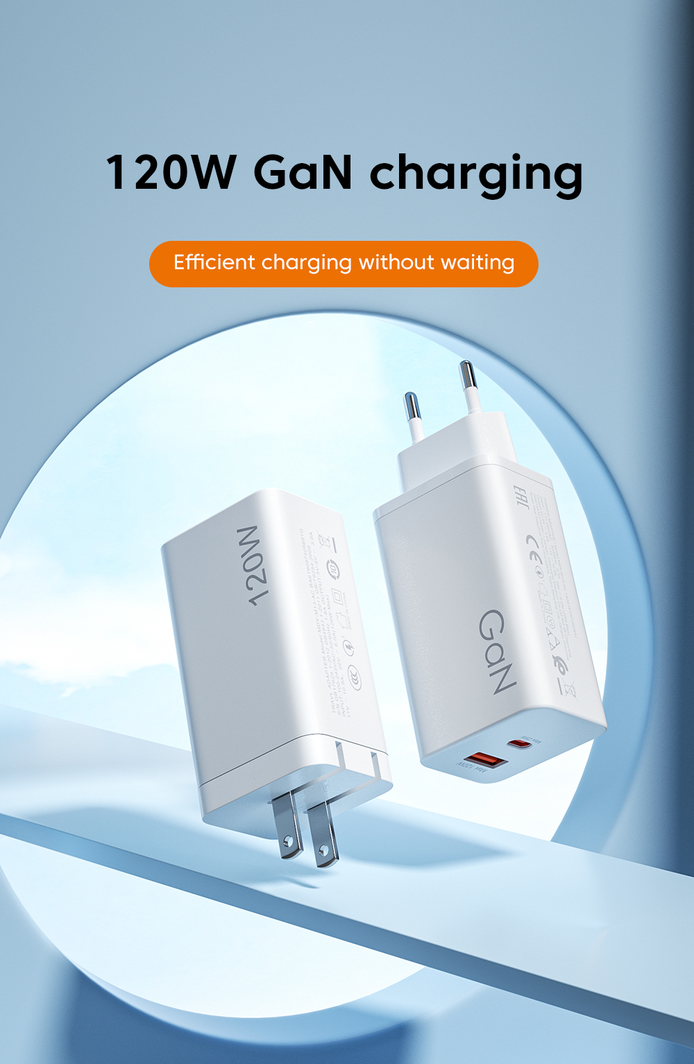 120W GaN Charger PD USB C Charger Fast Charging Adapter For Xiaomi IP ...