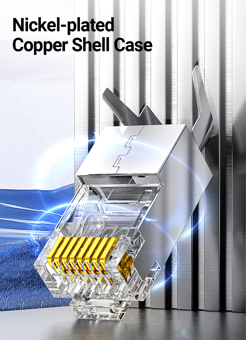 Ampcom Cat7 Rj45 Connector Enhanced Pass Through Design For Seamless Cat 6a And Cat 7 Network