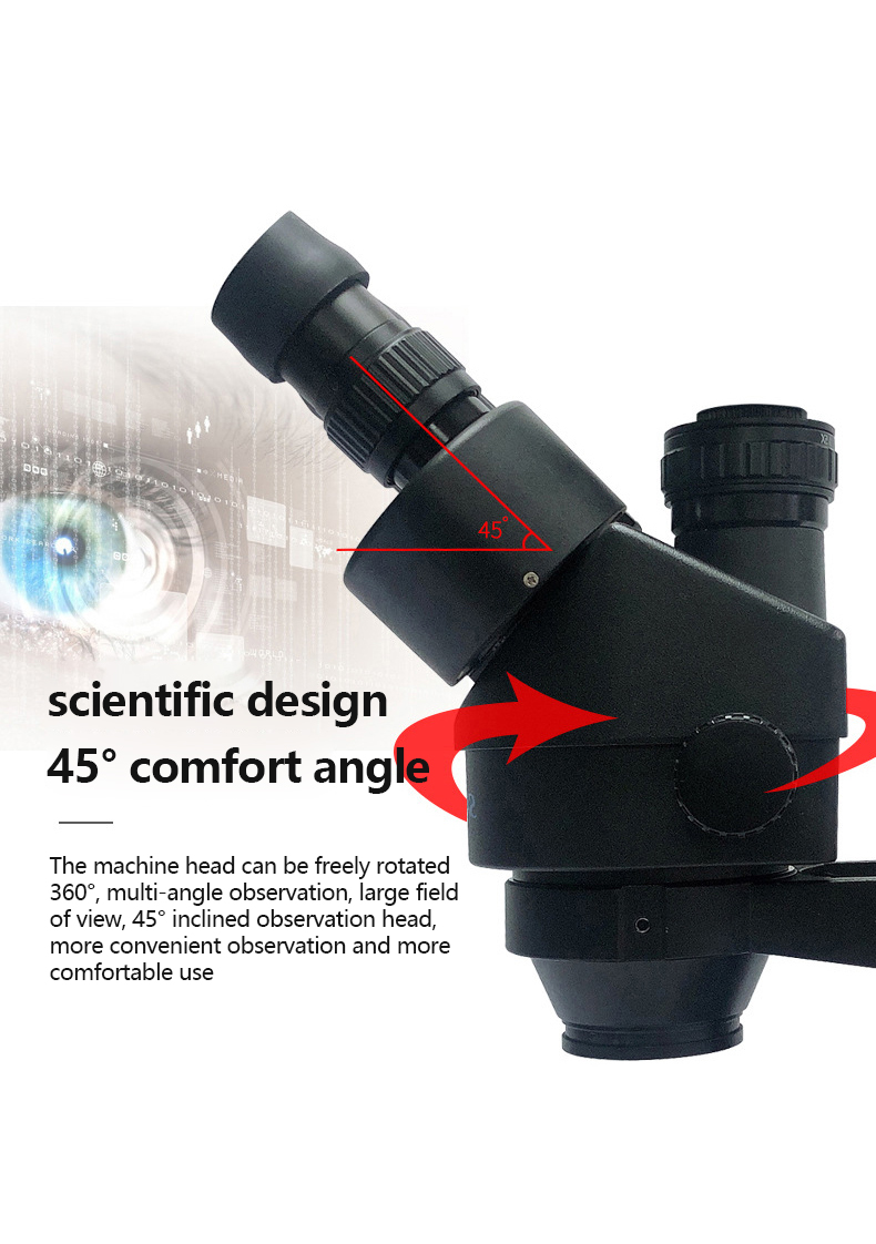 Professional 0.7-4.5X Trinocular HD Stereo Microscope Biological ...