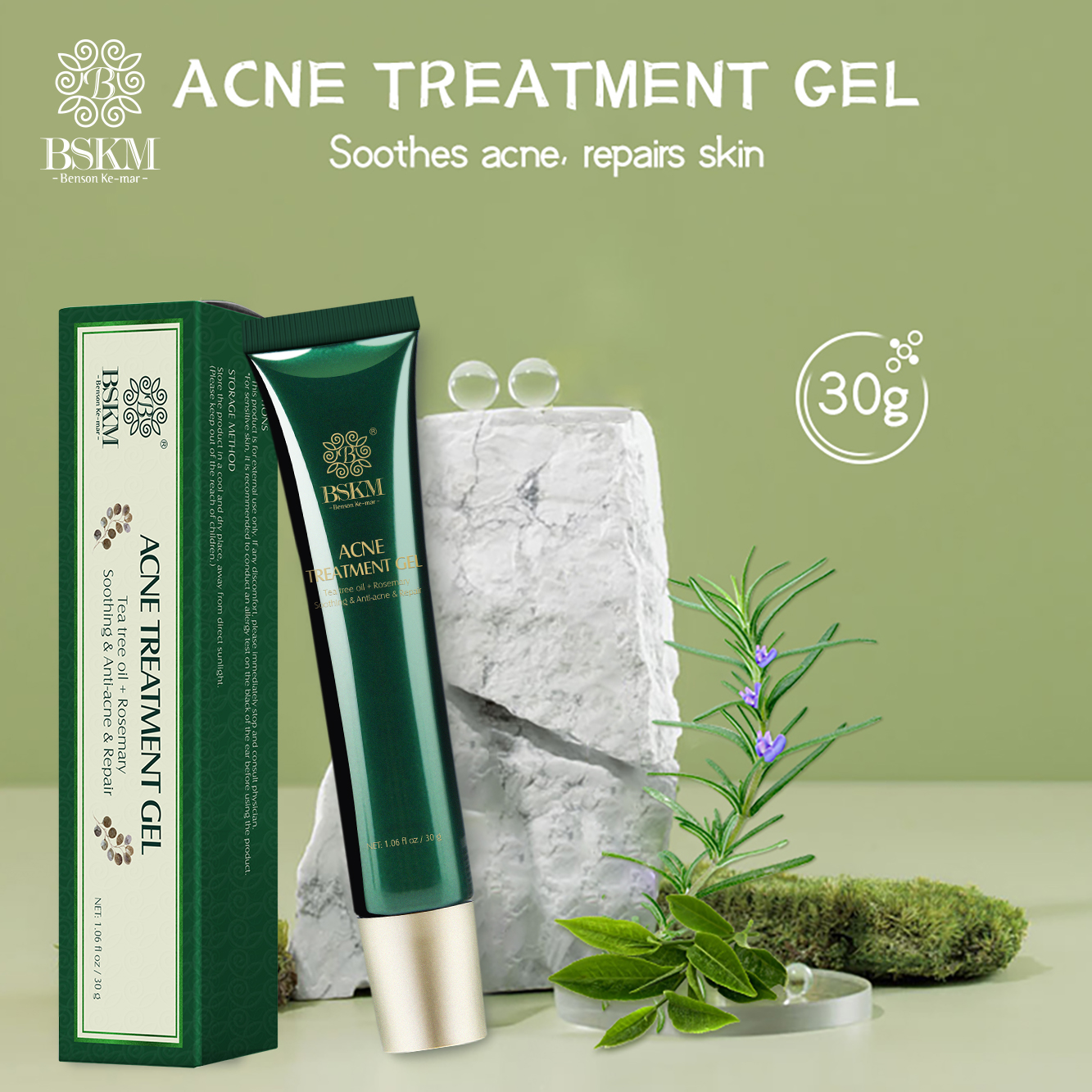 BSKM Tea Tree Acne Treatment Set 3 in 1 Anti Face Serum Cream Gel ...