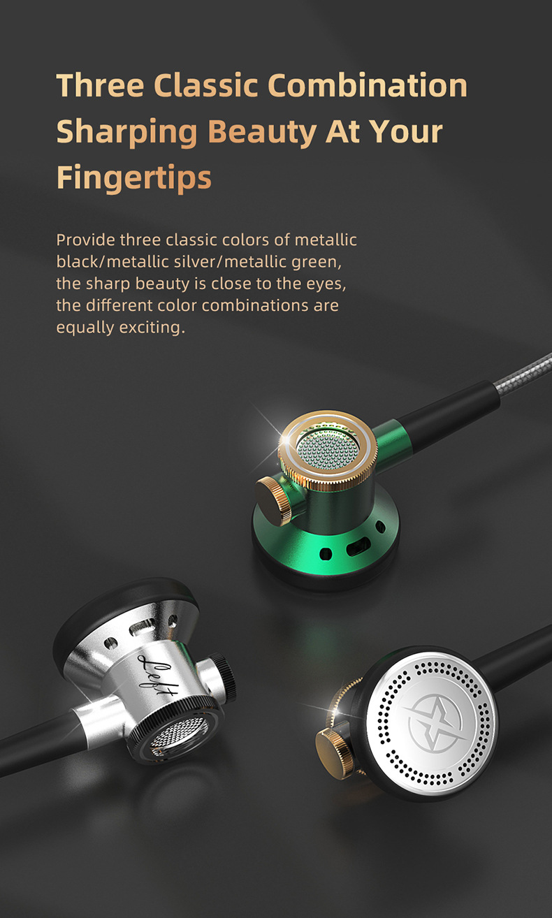 Flat Head HiFi Metal Earphone Heavy Bass Music Headset Universal 3.5mm ...