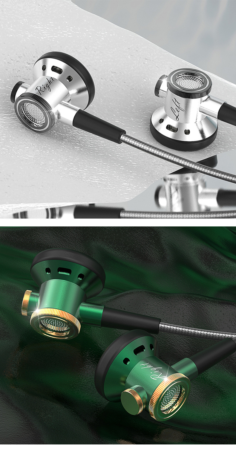 Flat Head HiFi Metal Earphone Heavy Bass Music Headset Universal 3.5mm ...