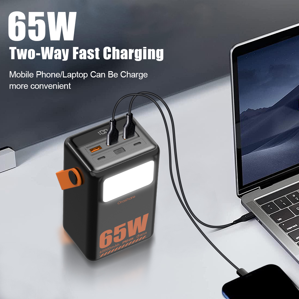 Orashare Ol60A Pro 60000mAh Powerbank 65W Fast Charging With LED Light ...