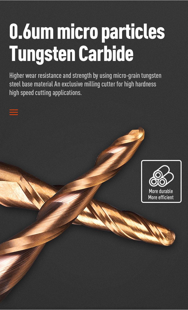 Carbide Spiral Tapered Ball Nose End Mill 6mm Shank 2 Flutes Router Bit ...