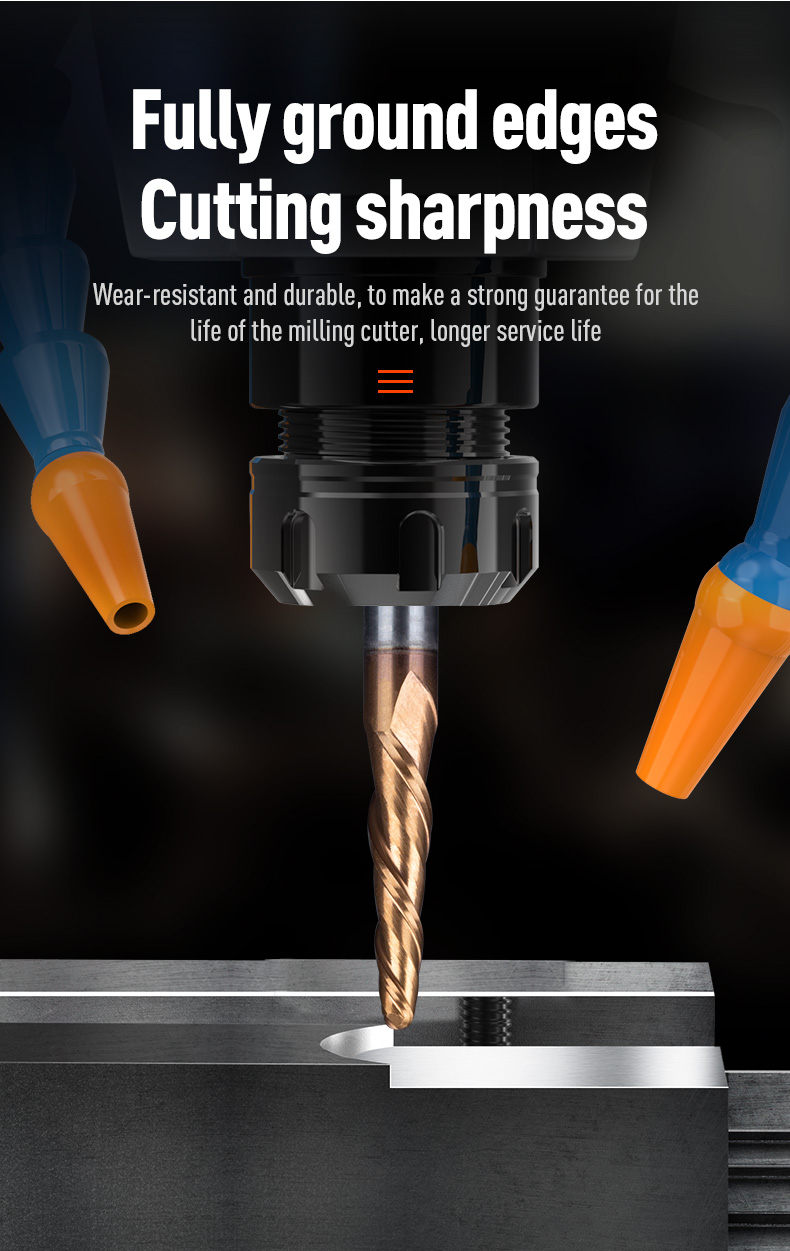 Vsharp Carbide Spiral Tapered Ball Nose End Mill 2D 3D Carving Bits 6mm ...