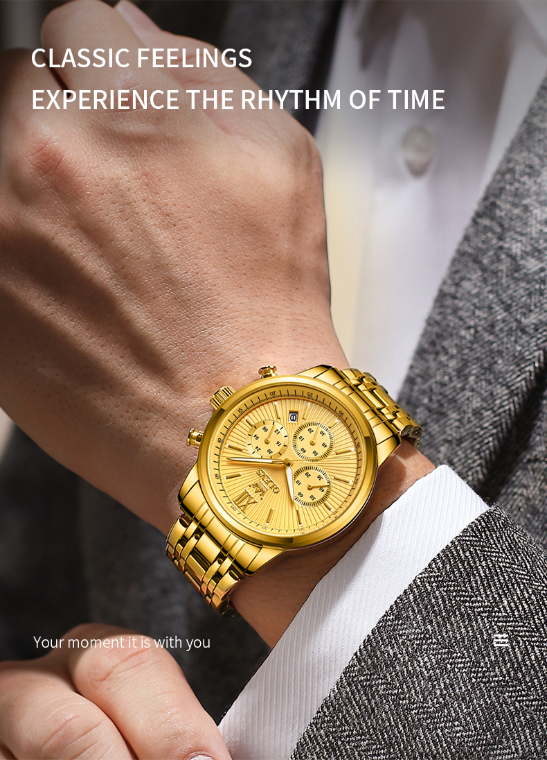 OLEVS Watch For Men Waterproof Original Chronograph Calendar Stainless ...