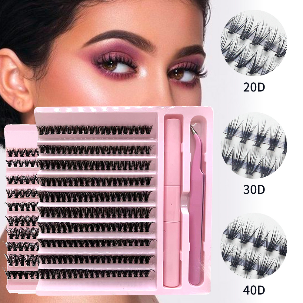 SHETZU 200 Bundles DIY Eyelash Extension Set with Glue 30D D Curl False ...