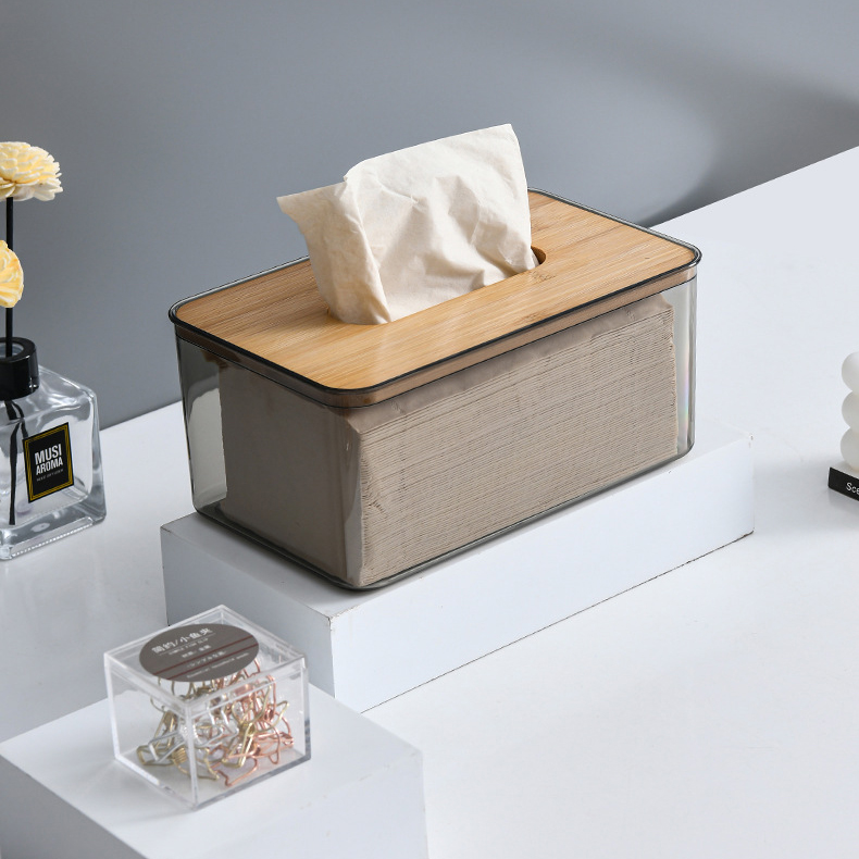Tissue Box Transparent Bamboo Paper Nordic Wood Towel Box Paper Roll ...