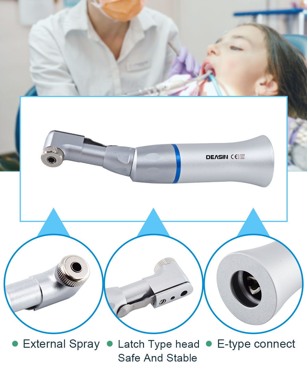 Dental Slow Low Speed Handpiece Push Button Contra Angle/Straight Nose ...