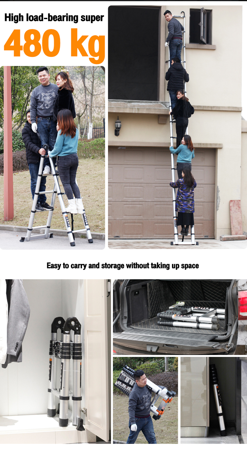 Telescopic foldable Ladder folding aluminum ladder,multi-function ...