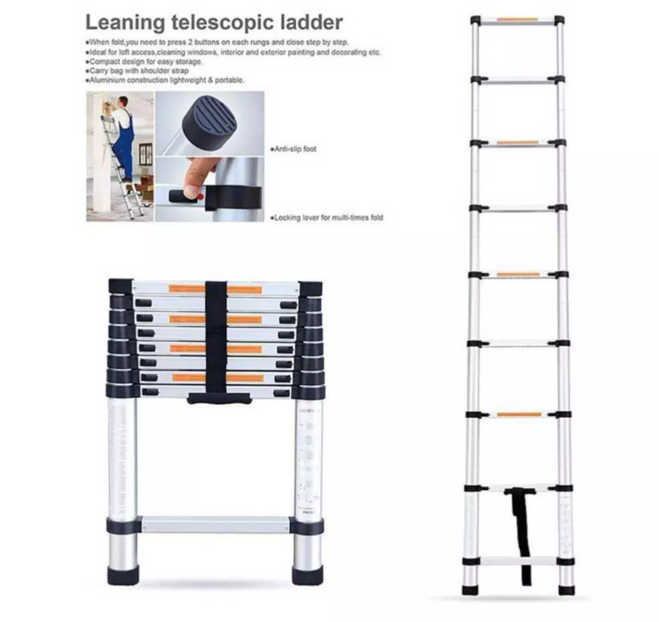Telescopic foldable Ladder folding aluminum ladder,multi-function ...