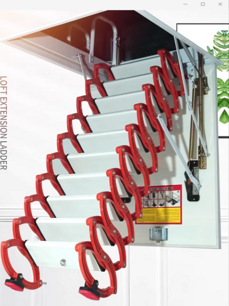 3.5M Attic Telescopic Ladder Lifting Wall Mounted Retractable Staircase ...