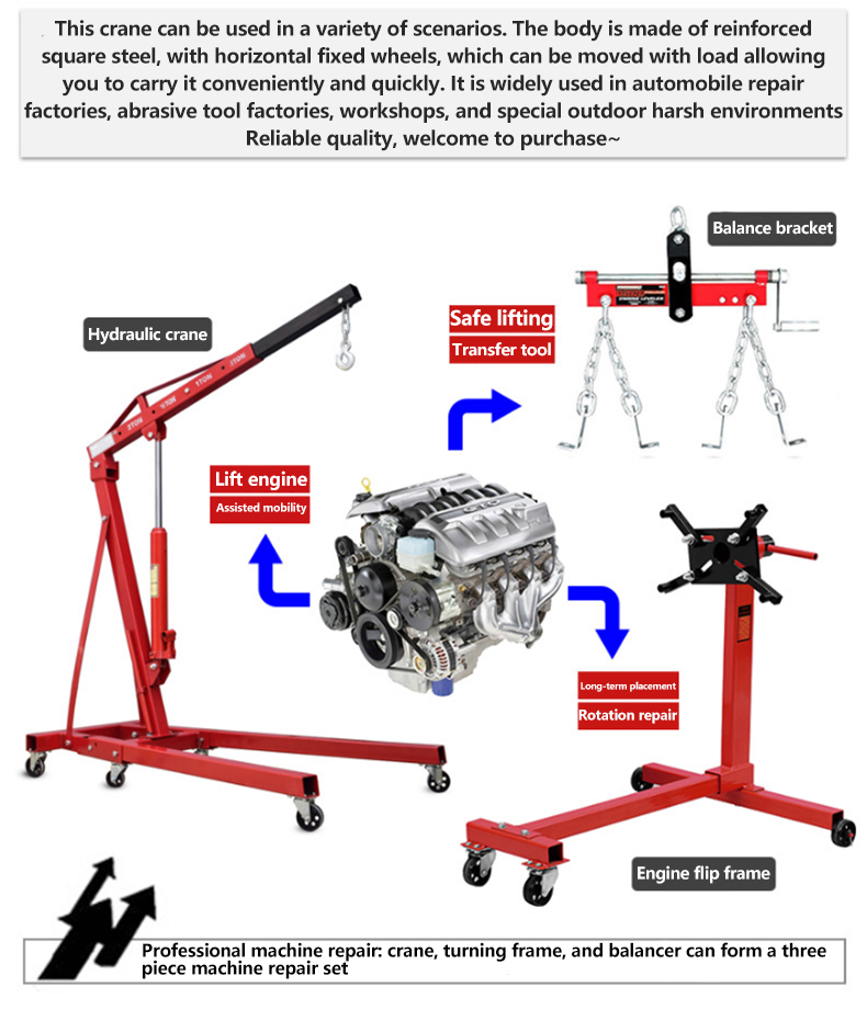 2 Ton Heavy Duty Folding Engine Crane Hoist - Hydraulic Car Engine ...