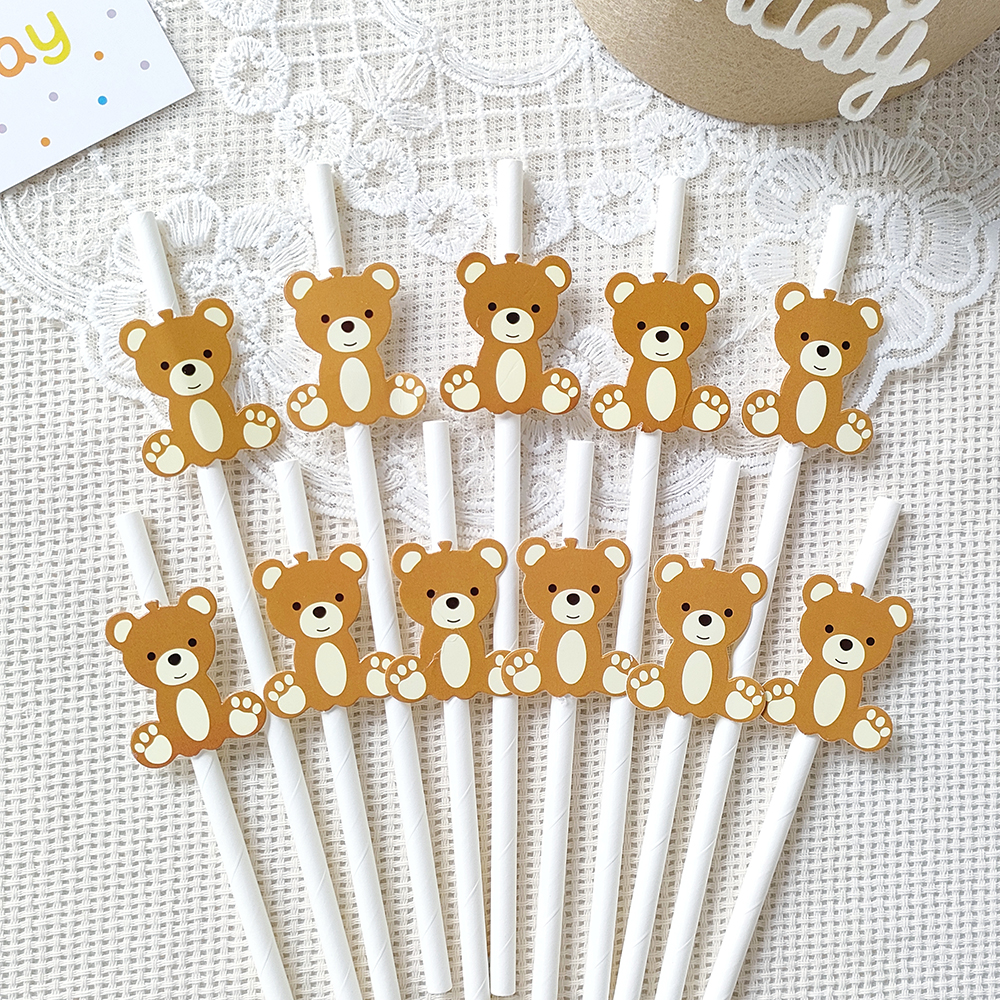 Cub paper straw card decoration disposable biodegradable creative party ...