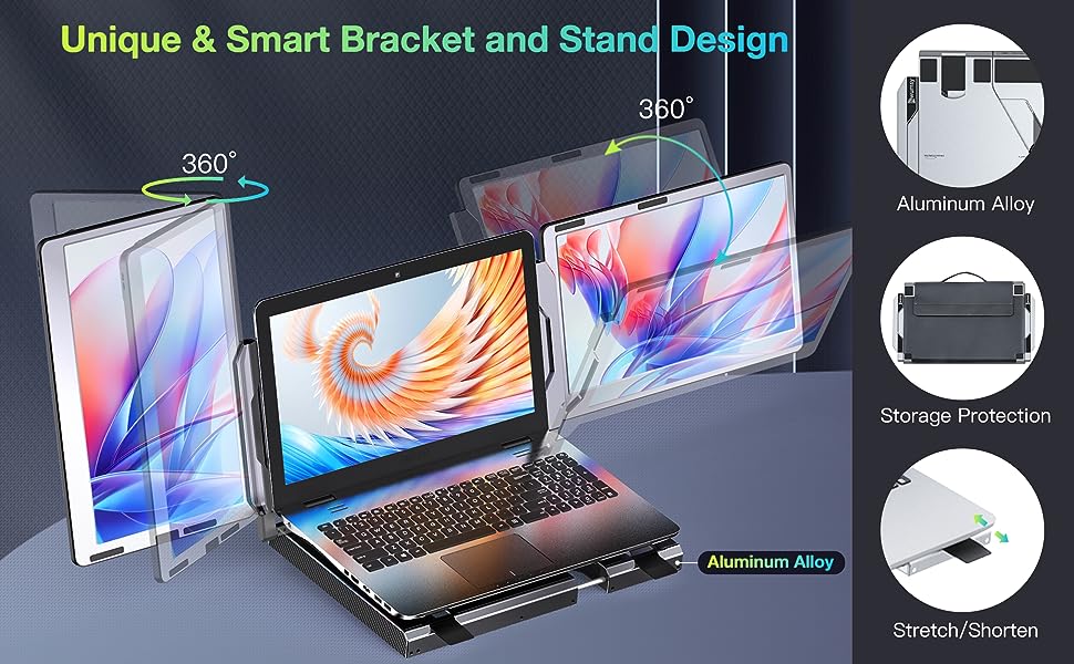 F2 14 inch rotatable dual screen laptop screen extender single line ...