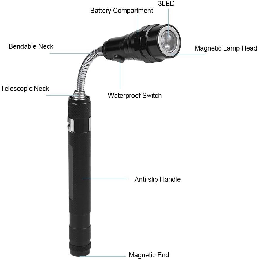 2Pack Magnetic LED Flashlight Portable Torch Flexible Head Flashlight ...