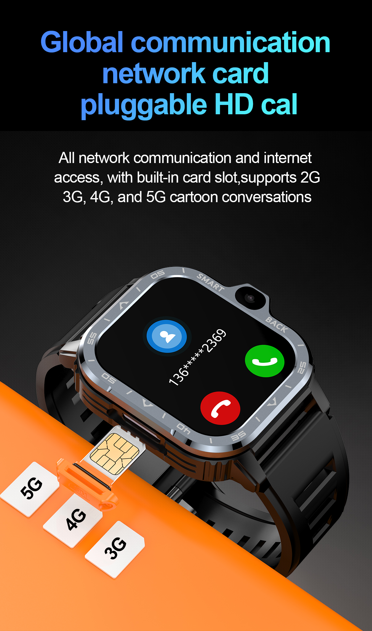 2023 NEW Upgrades PGD Ultra Smart Watch 2.03“ Screen Android 8.1 4G Net ...
