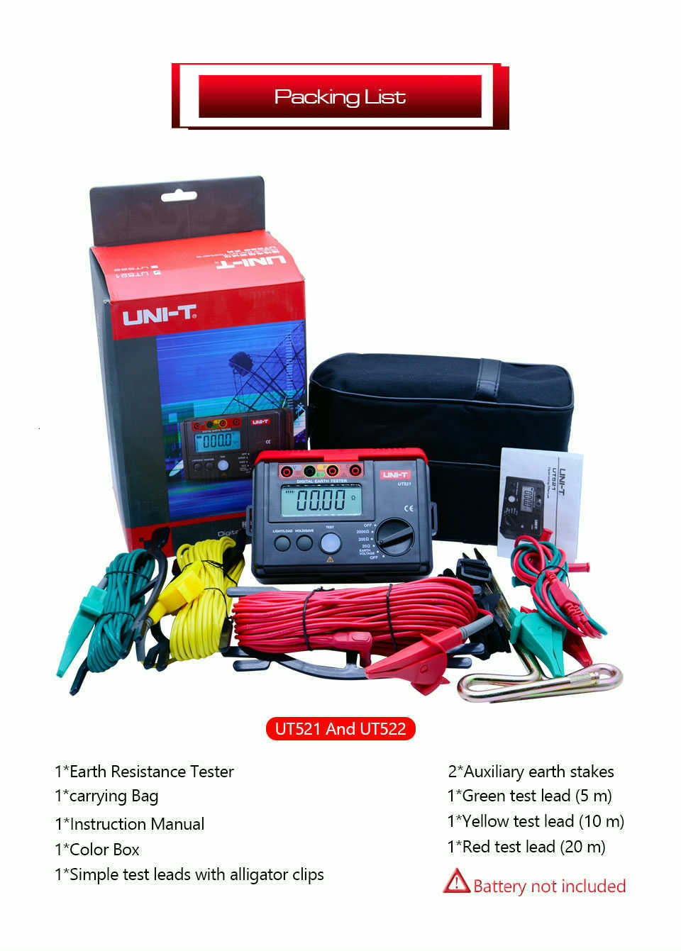 UNI-T UT522 UT521 Digital Earth Ground Meter insulation Resistance ...