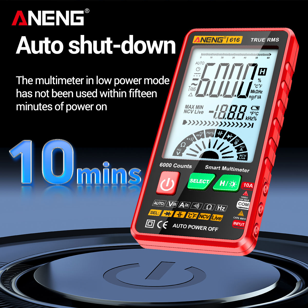 【In Stock】ANENG 616 Portable Digital Multimeter Auto Range 6000 Counts ...
