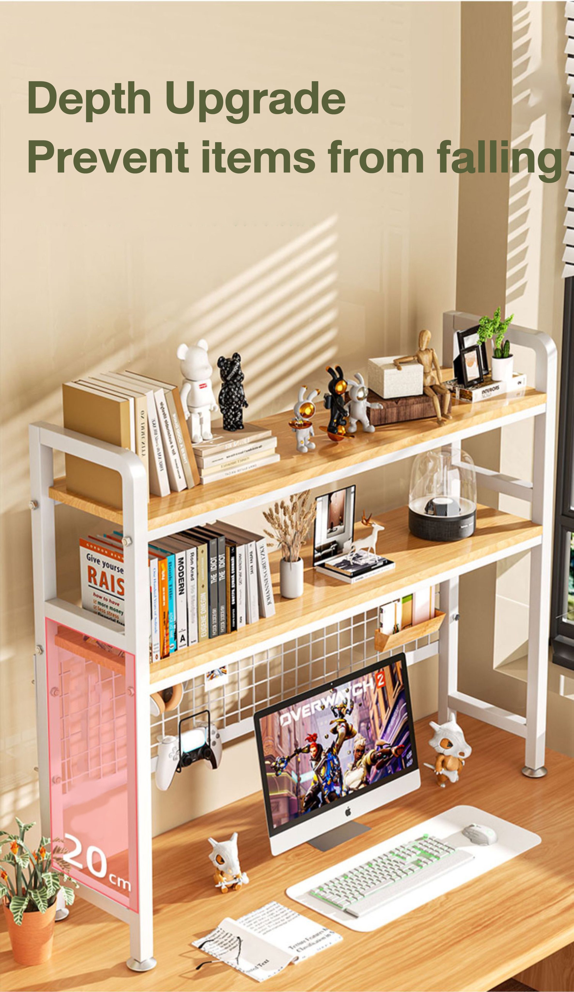Desktop Rack With Grid Multi-Layer Tabletop Storage Study Desk ...