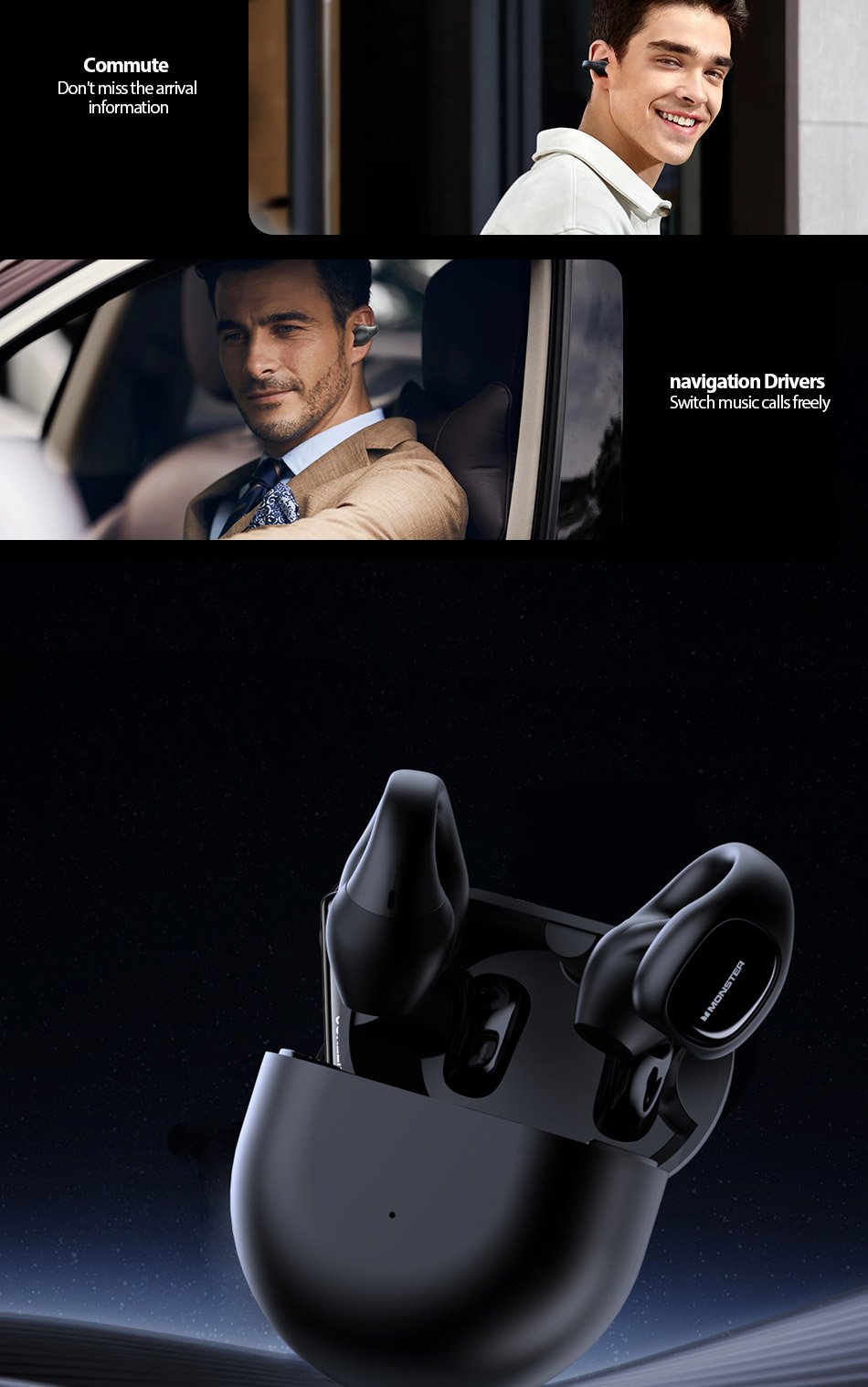 Monster Open Ear 200 Noise-Cancelling Bluetooth Earphone Sport ...