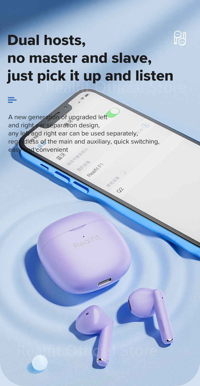 Realfit F1 Bluetooth Earphone Excellent HIFI Quality Wireless Earbuds ...