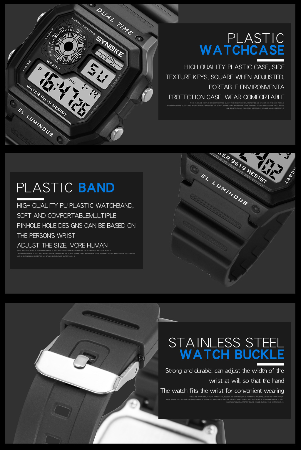 Luxury Waterproof SYNOKE Men's Sports Watch - Classic Fashion Timepiece ...