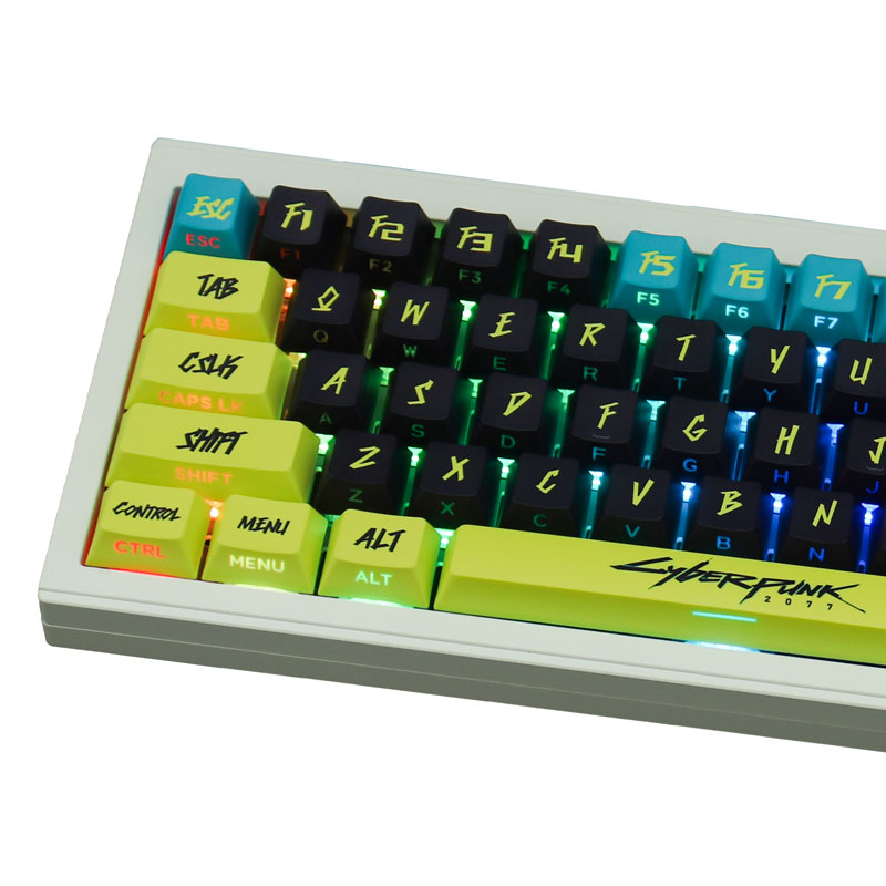 Cyberpunk Side Light through Translucent 129Key PBT keycaps Dye ...