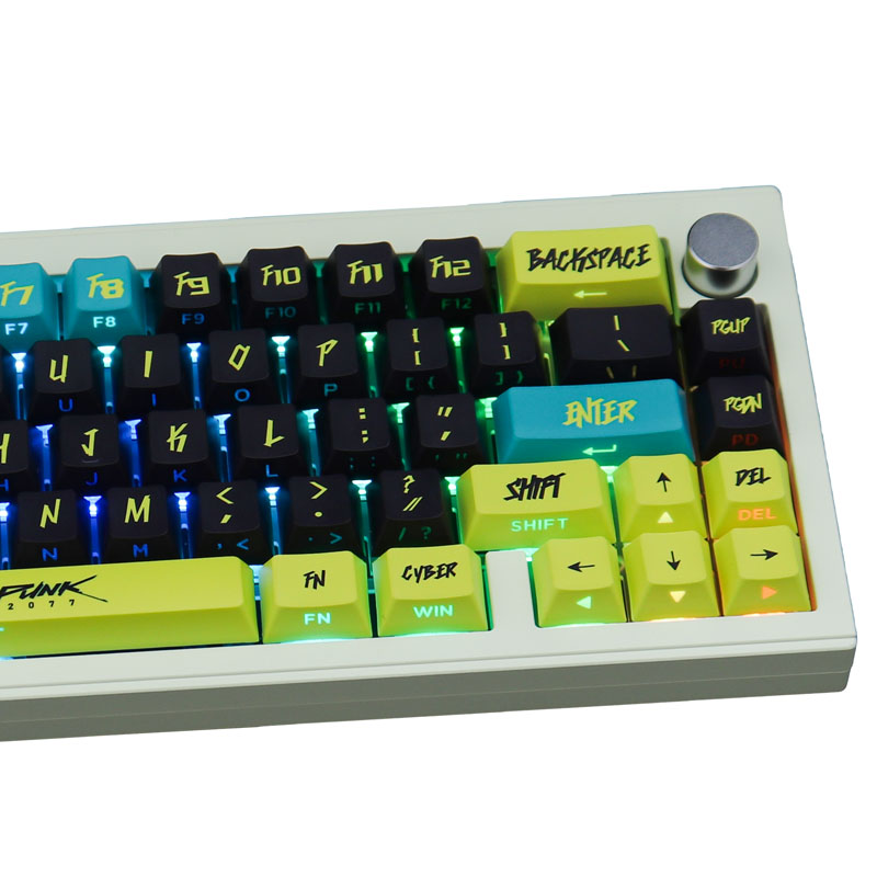 Cyberpunk Side Light through Translucent 129Key PBT keycaps Dye ...
