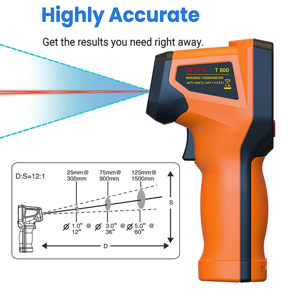 Digital Infrared Thermometer -50~600°C Non-contact Laser Temperature ...