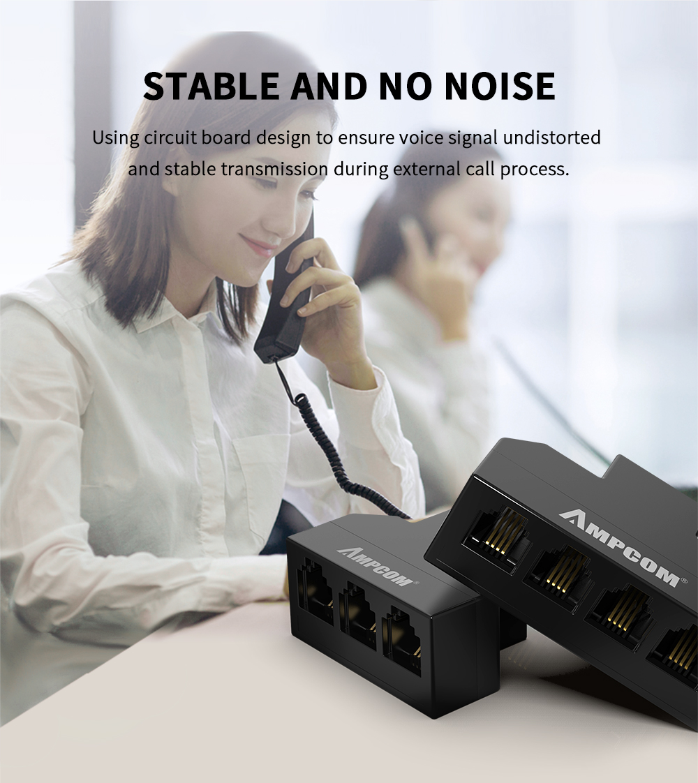 AMPCOM RJ11 Phone Converter RJ11 Classic 6 Pin Female 1 to 2 & 3 & 4 ...