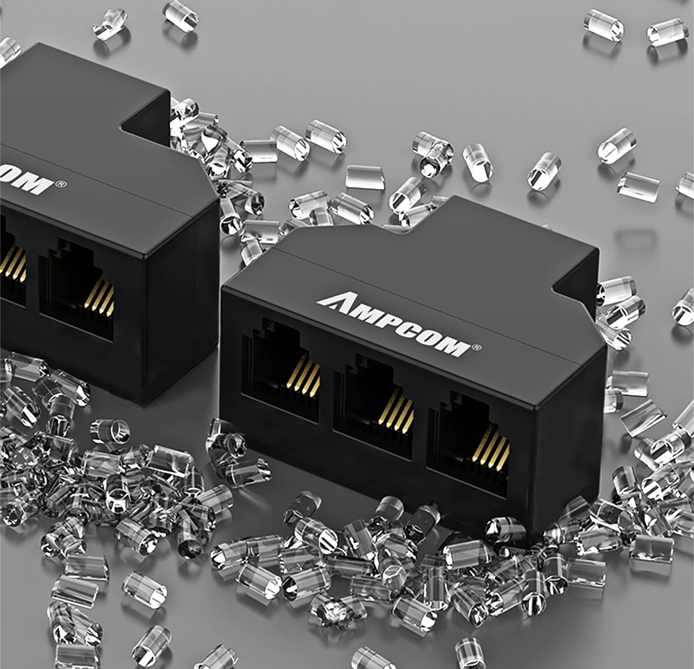 AMPCOM RJ11 Phone Converter RJ11 Classic 6 Pin Female 1 to 2 & 3 & 4 ...