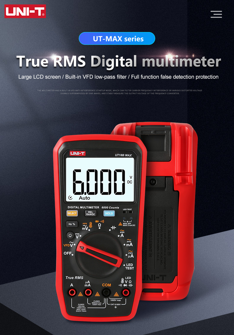 UNI-T True RMS Digital Multimeter UT15B MAX UT17B MAX UT18B MAX AC DC 10A 1000V Resistance ...