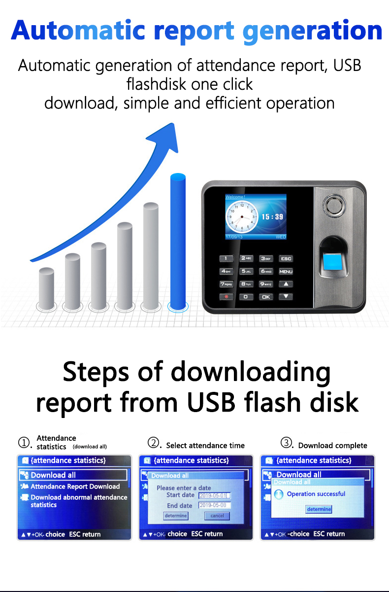 Biometric fingerprint attendance recorder work check-in punch card ...