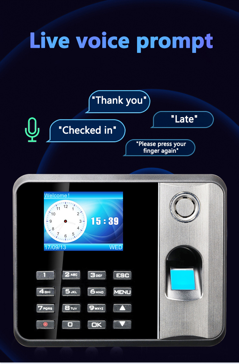 Biometric fingerprint attendance recorder work check-in punch card ...