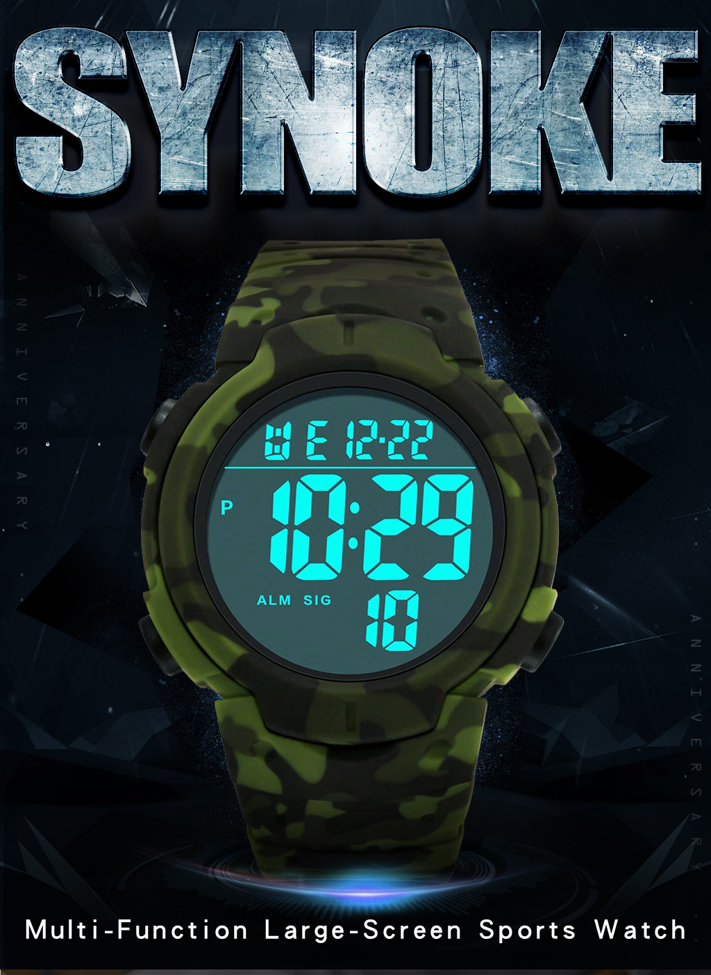 SYNOKE Men's Luxury 50M Waterproof Digital Military Watch Luminous ...