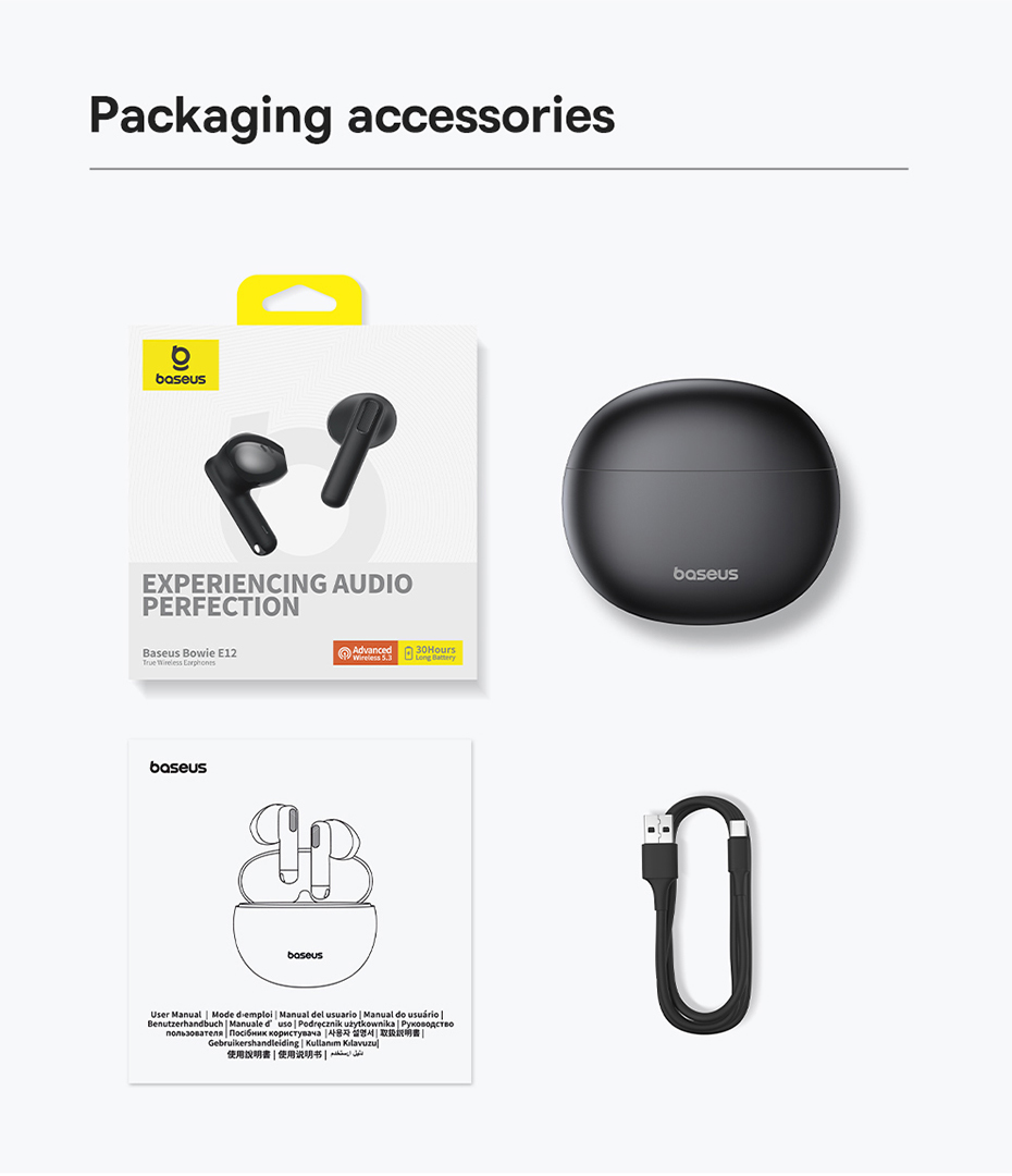 Baseus Bowie E12 TWS True Wireless Bluetooth Headphones Short Stem ...