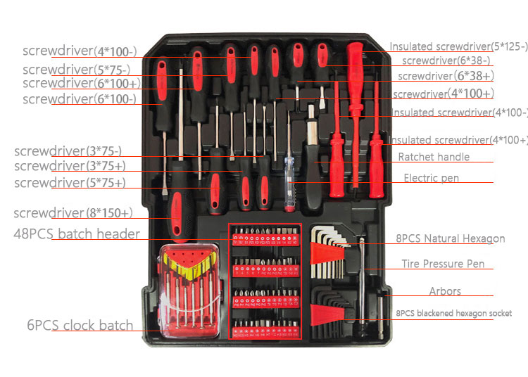 85-217Pcs Pull Rod Tool Hardware Tool Box Set Portable Tool Set with ...