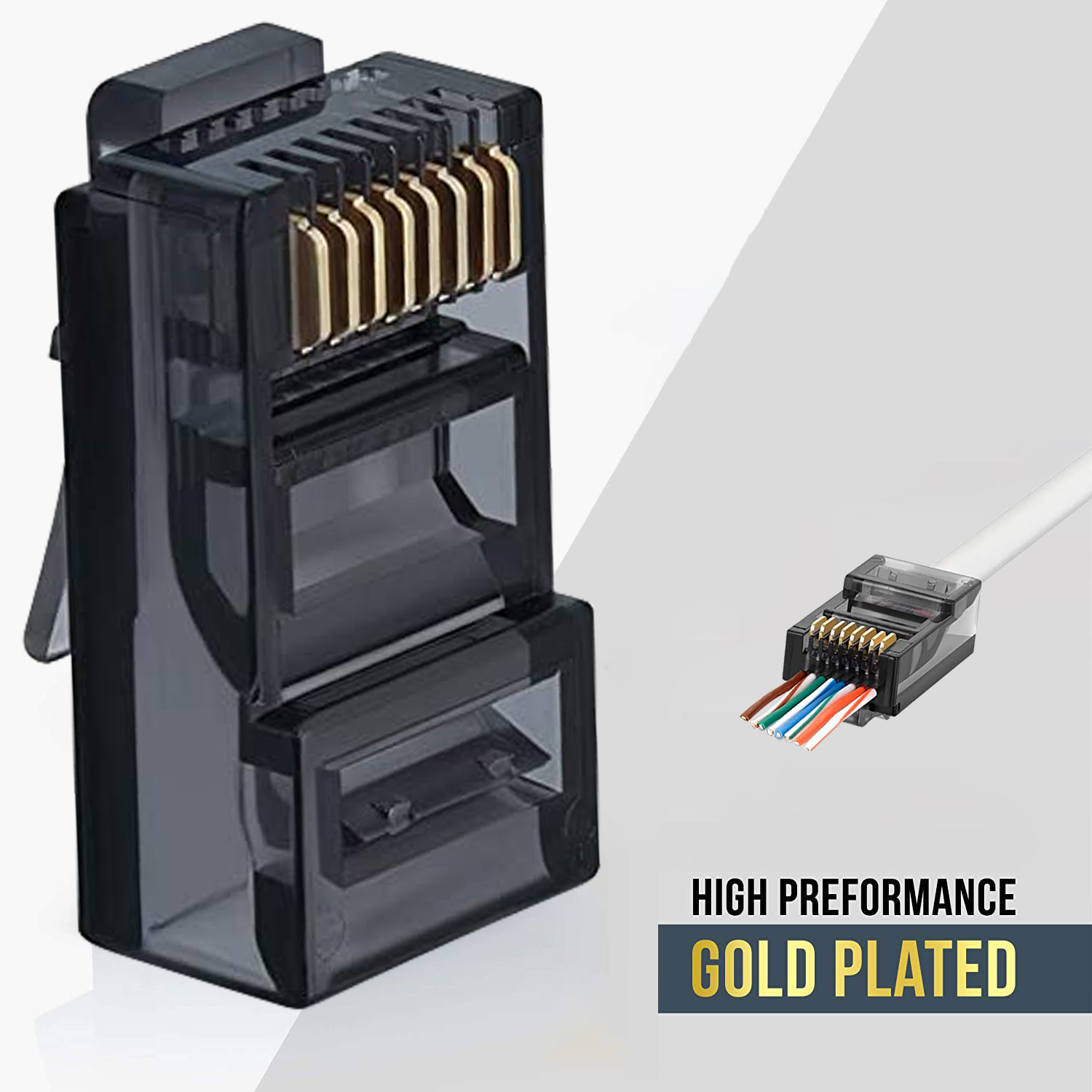 ZoeRax RJ45 CAT6 Pass Through Connectors EZ To Crimp Network Connector ...