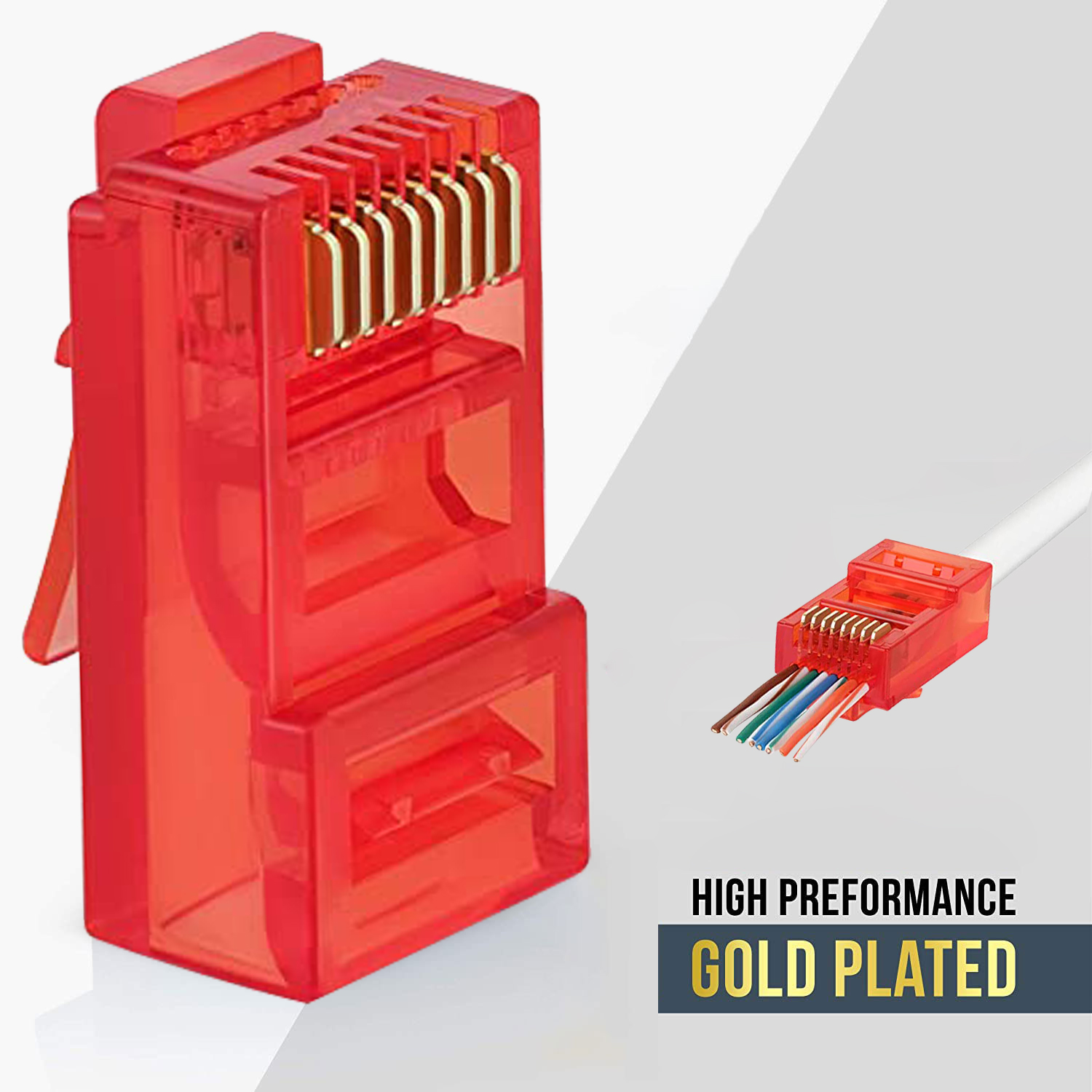 ZoeRax RJ45 CAT6 Pass Through Connectors EZ To Crimp Network Connector ...