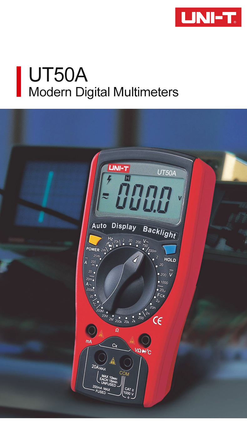 UNI-T UT50A Digital Multimeter 750V AC 1000V DC Voltmeter 20A AC DC ...