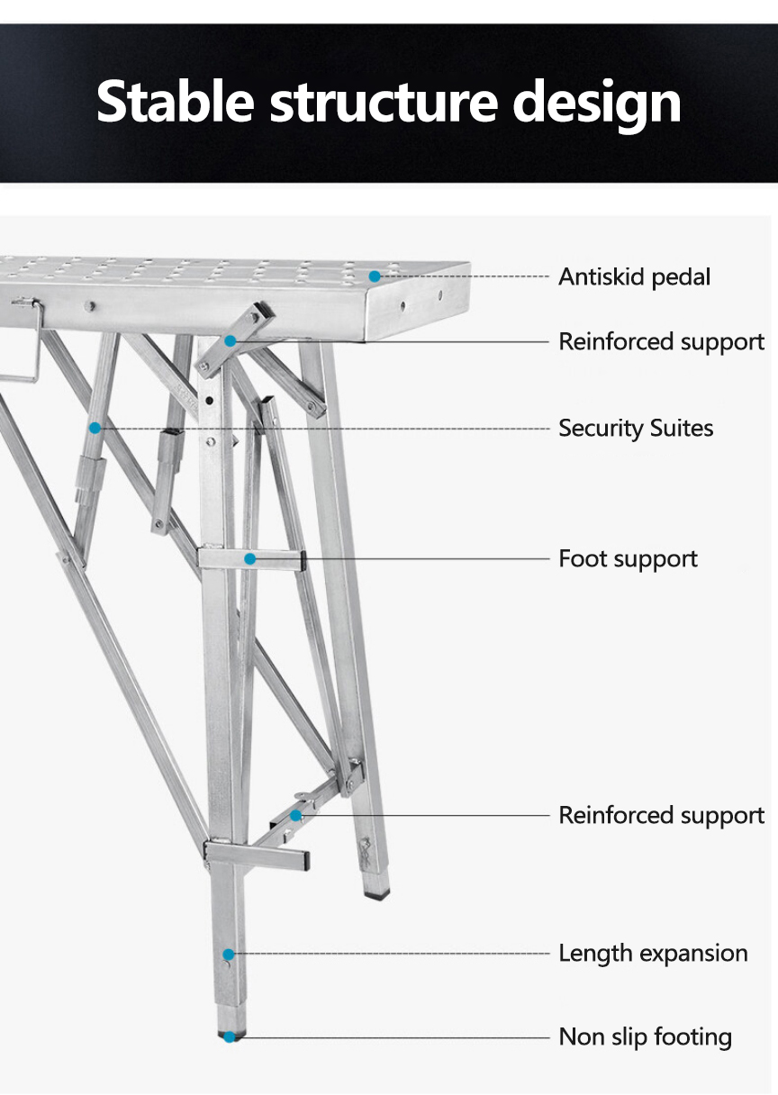 Height Adjustable Folding Ladder Platform - Portable Scaffolding Mobile ...