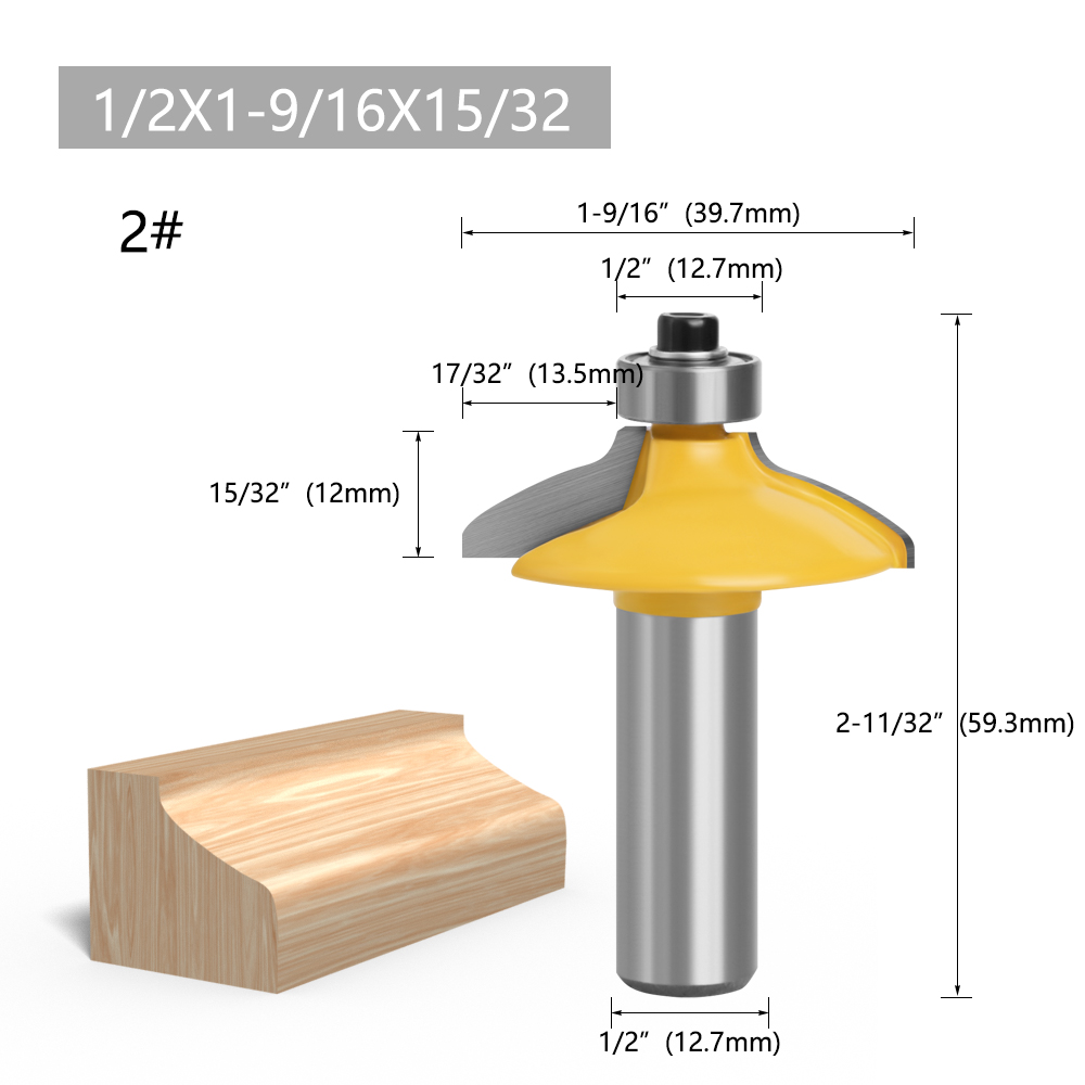 LAVIE 1pc 1/2 Shank Drawer Face Mill Round Over With Beading Edging ...