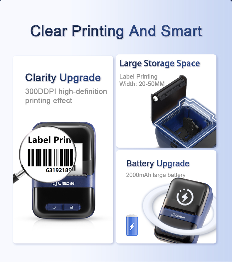 CLABEL 230B HD Label Printer 300DPI Label Maker Portable Bluetooth ...