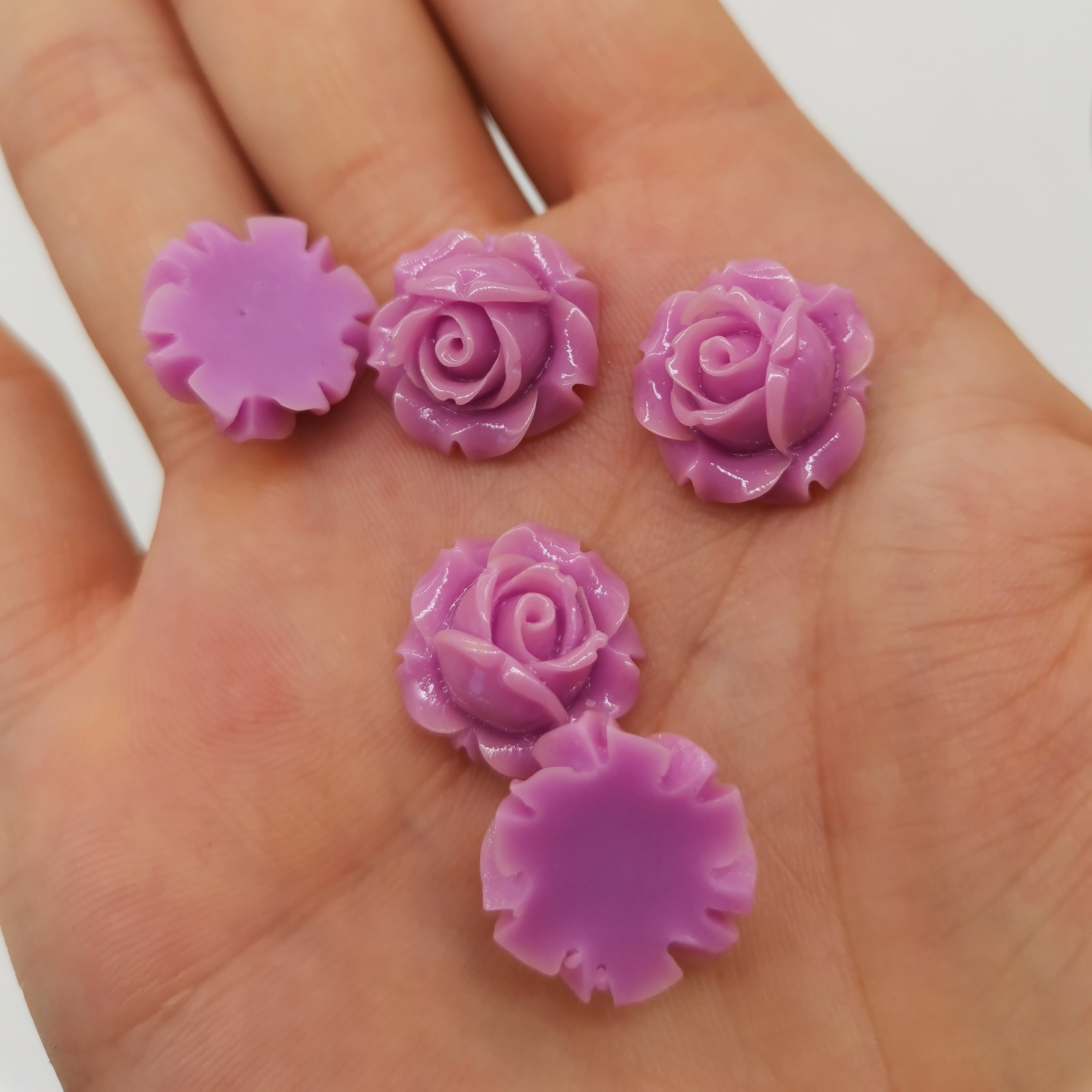 5Pcs/Pack Flat Back Acrylic Rose Flower Loose Charm Beads For Earring ...