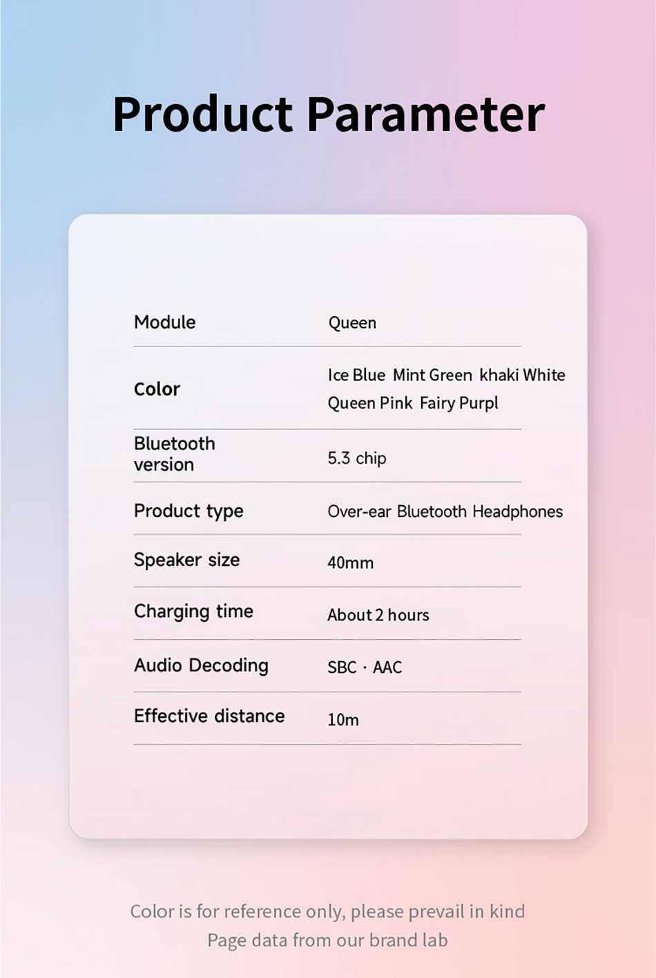 Picun Queen Wireless Headphone For Laptop Phone HIFI Stereo Over Ear ...