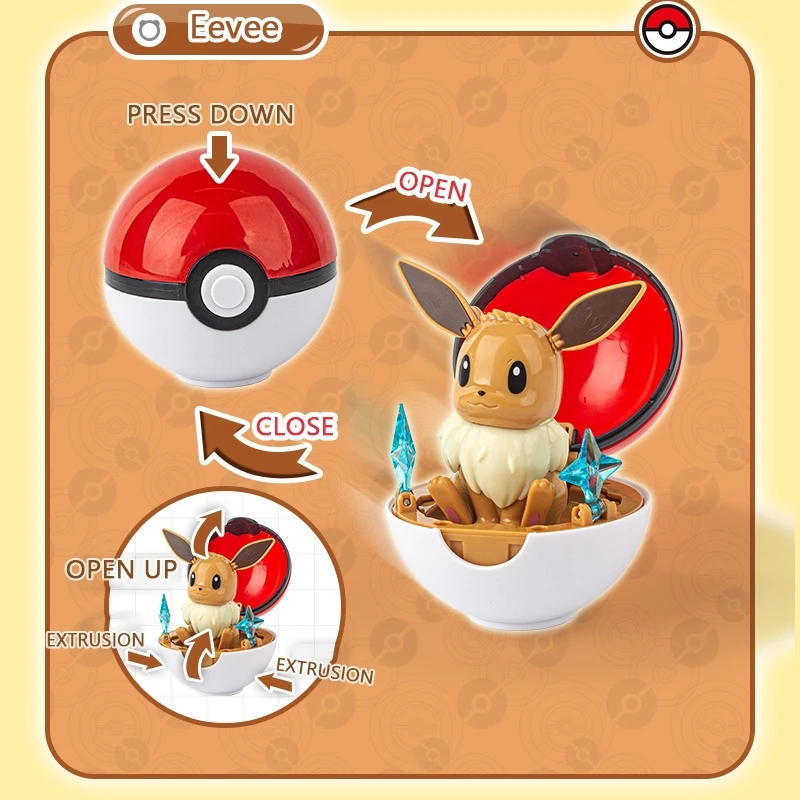 Pokemon Transformation Ball Pikachu Eevee Charmander Squirtle Pokeball ...