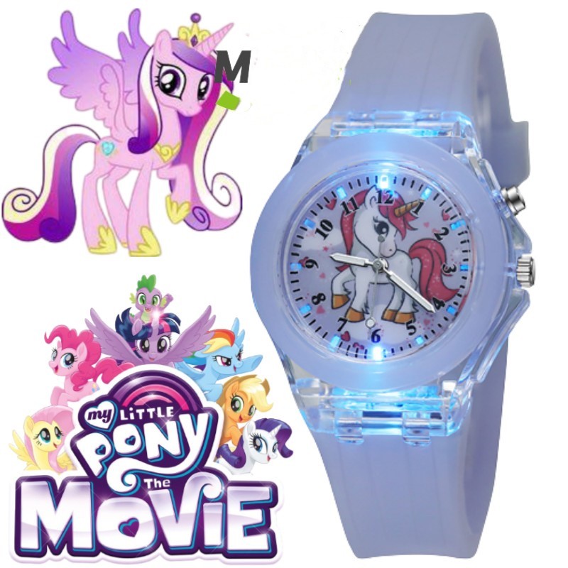 Cartoon Unicorn Kids Watch Pink Purple Silicone Strap Round Dial Quartz ...