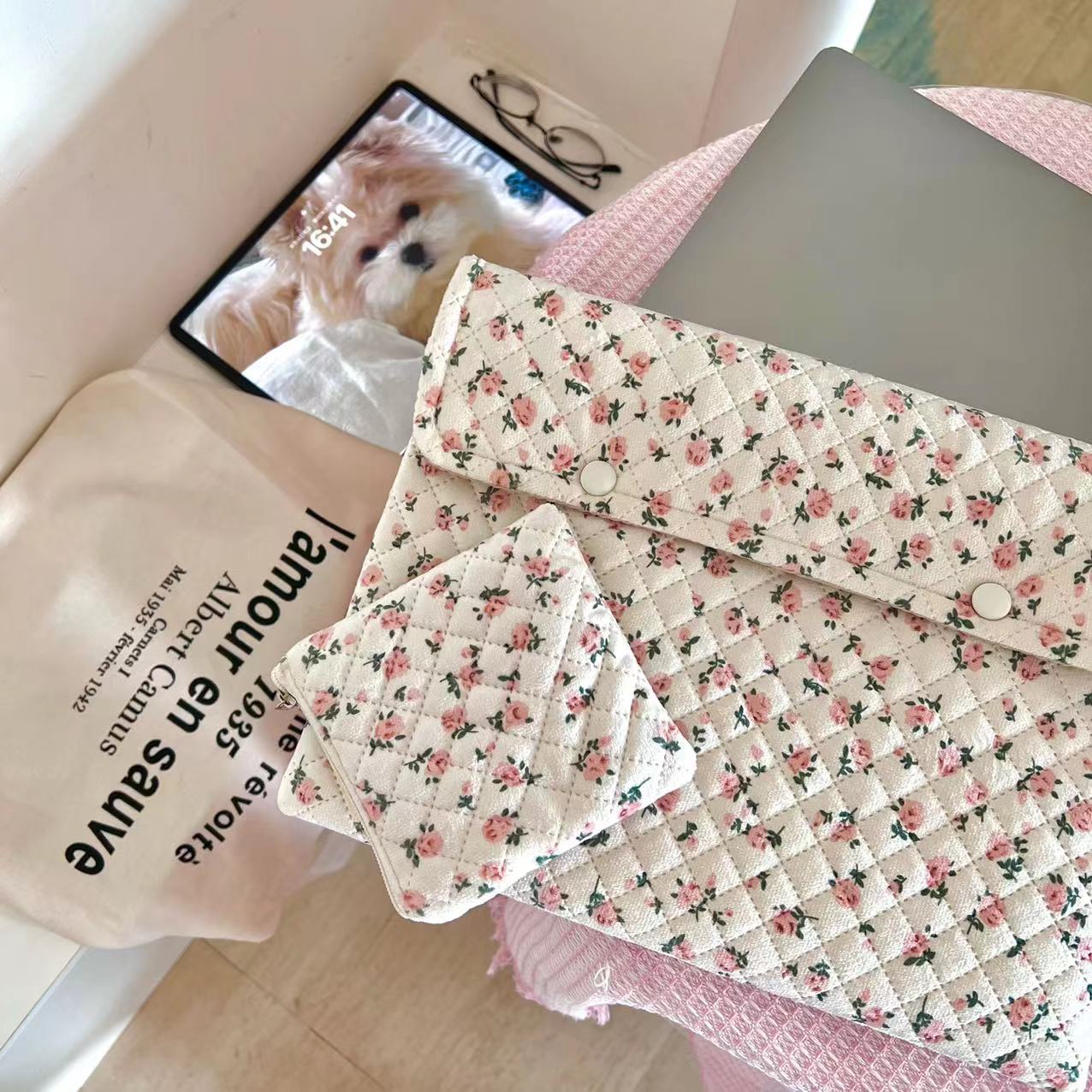 Original Design Laptop Bag Korean Style Flower Print 13/14 Inch ...